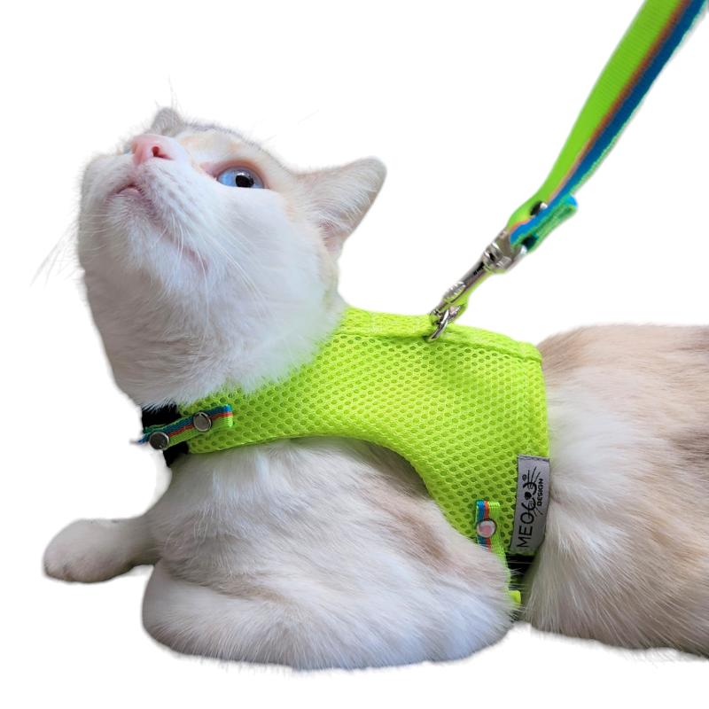 Meow Design® - Pechera Para Gatos Sport Verde Neón | Laika Mascotas