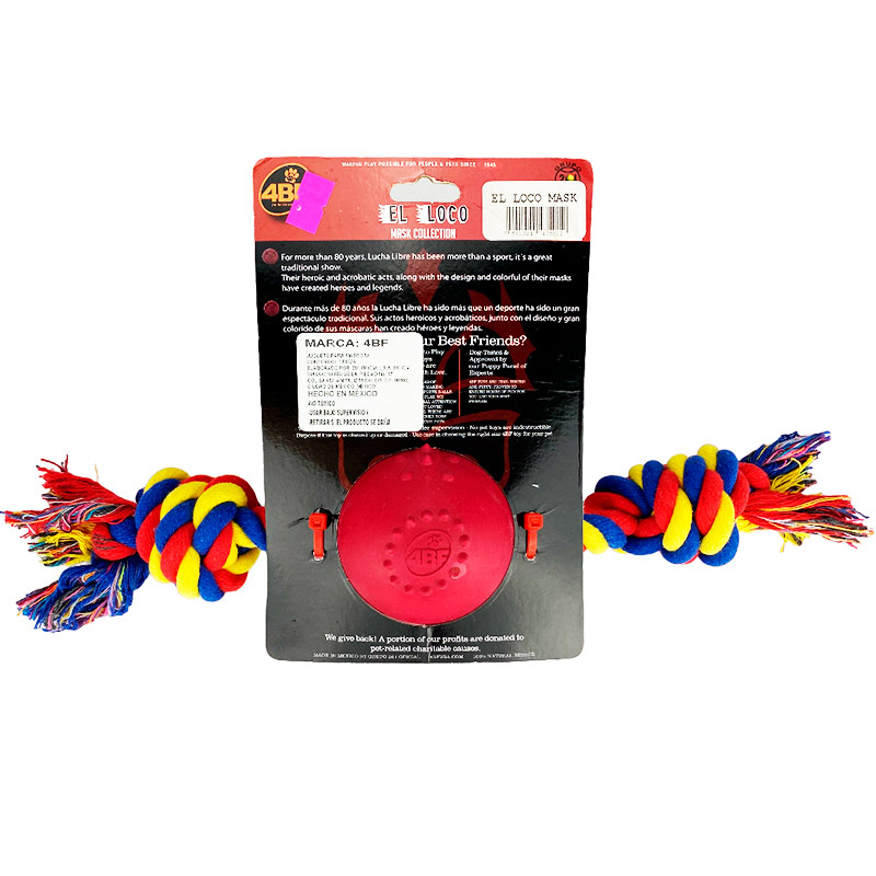 4BF - Pelota con Cuerda Loco Mask | Laika Mascotas